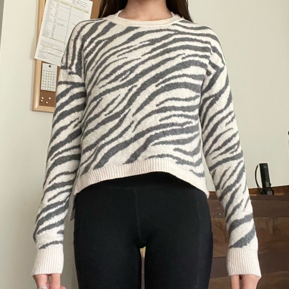 Sweaters | Offwhite And Gray Zebra Print Sweater | Poshmark